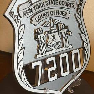 Embossed NYS Court Officer Shield Plaque: 3D Display Police Gift New ...
