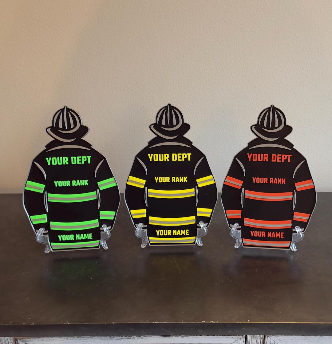 Personalized 3D Firefighter Turnout Coat Display Plaque - Etsy