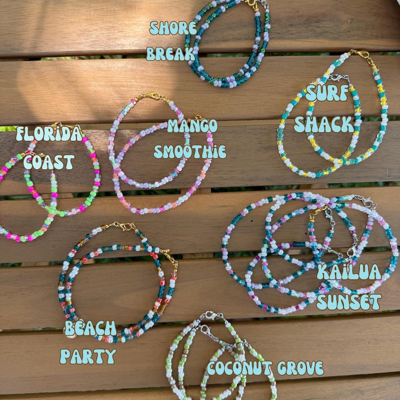 Surf’s up Glass Seed Bead Anklet – Beach-inspired Boho Jewelry - Etsy