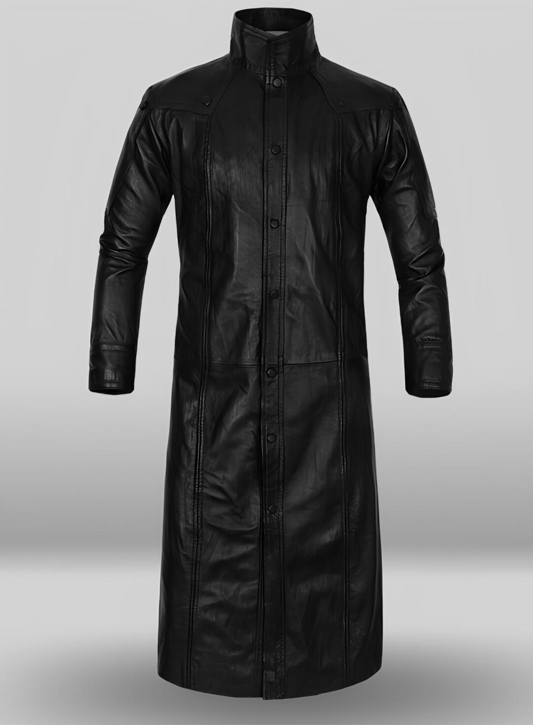 Real Black Leather Coat: Nick Fury Inspired Men's Lambskin High Collar ...