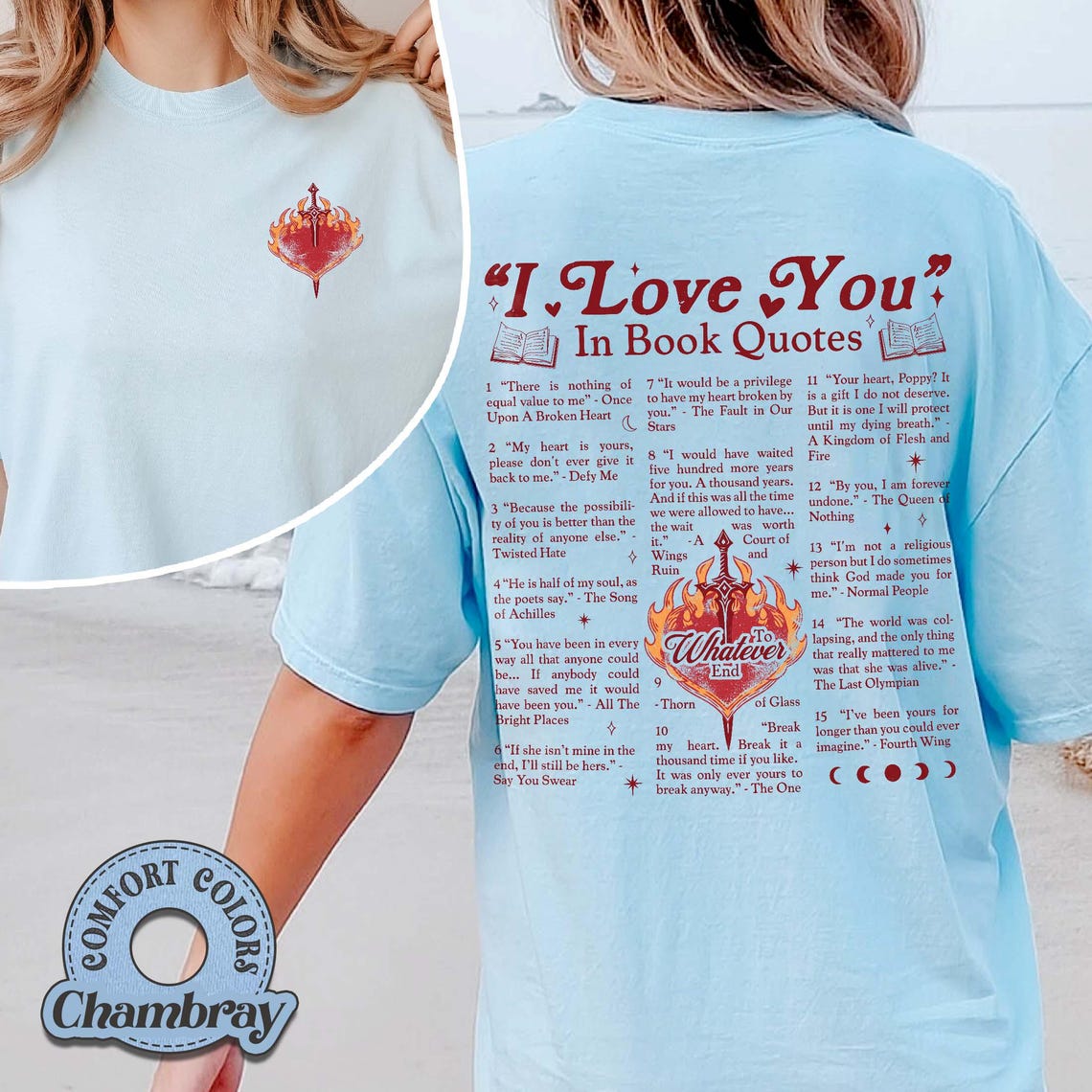 Custom I Love You in Book Quotes Comfort Colors Shirt, Book Lover Shirt ...