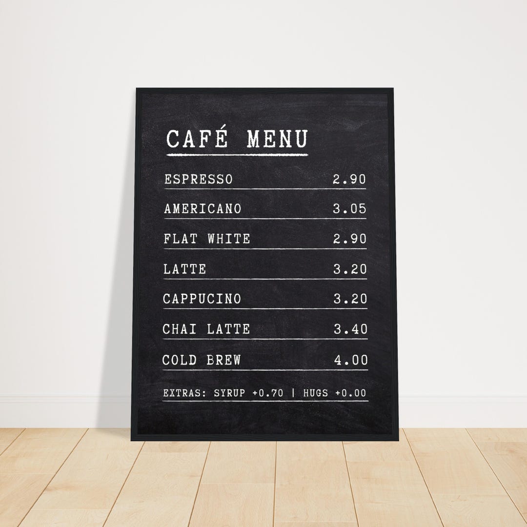 Kitchen & Dining Poster - Cafe Menu Print | Kitchen Wall Art | Coffee ...