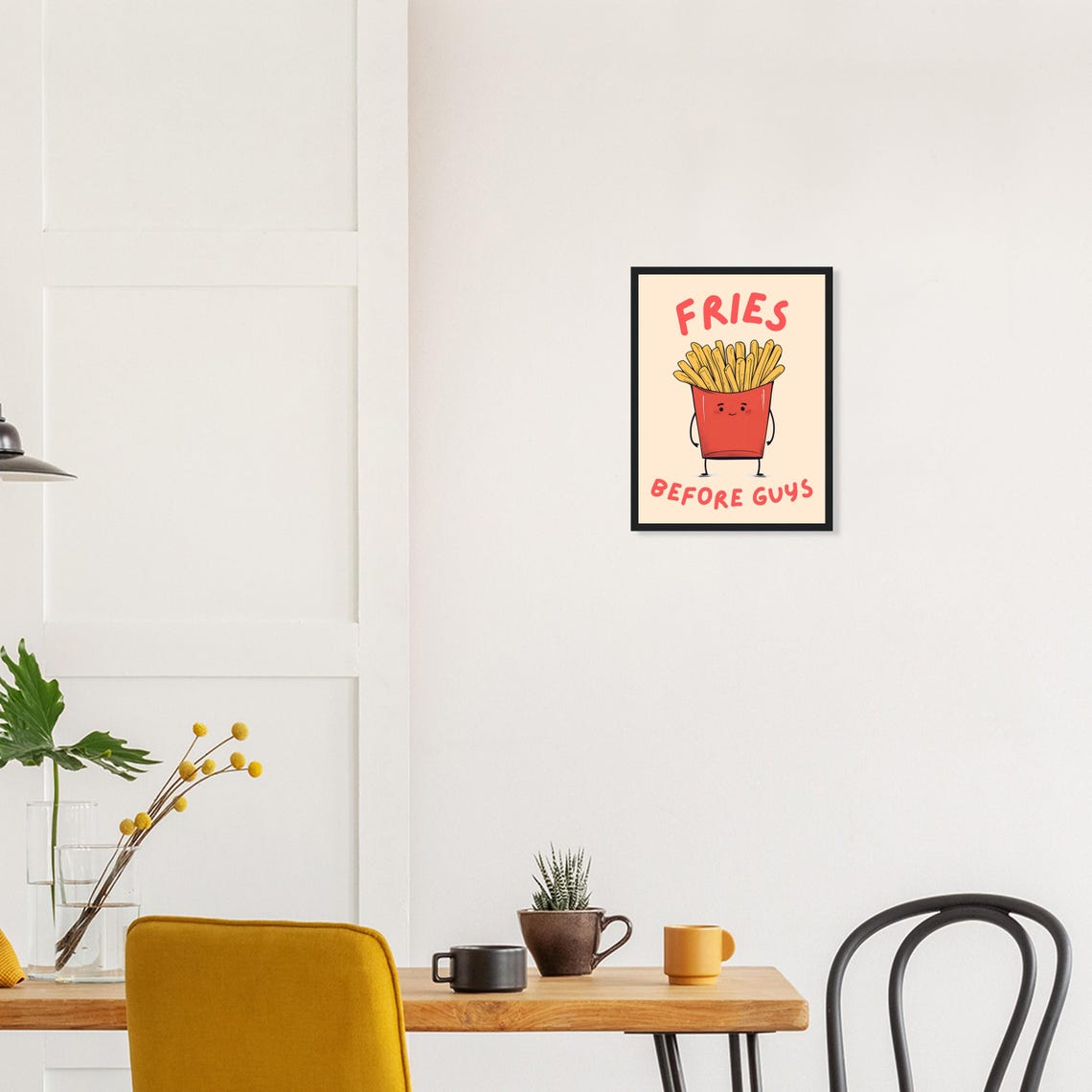 Kitchen & Dining Poster - "fries Before Guys" Print | Funny Kitchen ...