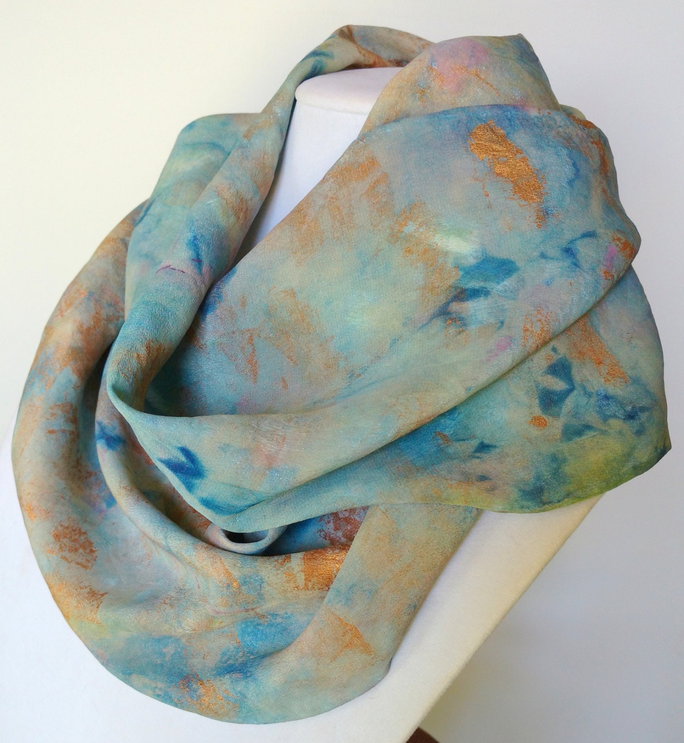 Misty Blue scarf - multi-colored, deep blue, light blue, metallic ...
