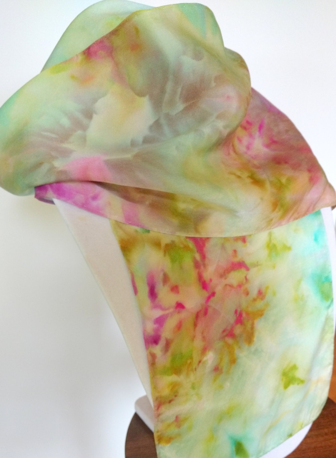 Floral Fantasy scarf, multi-colored pink, yellow, aqua, purple, green ...