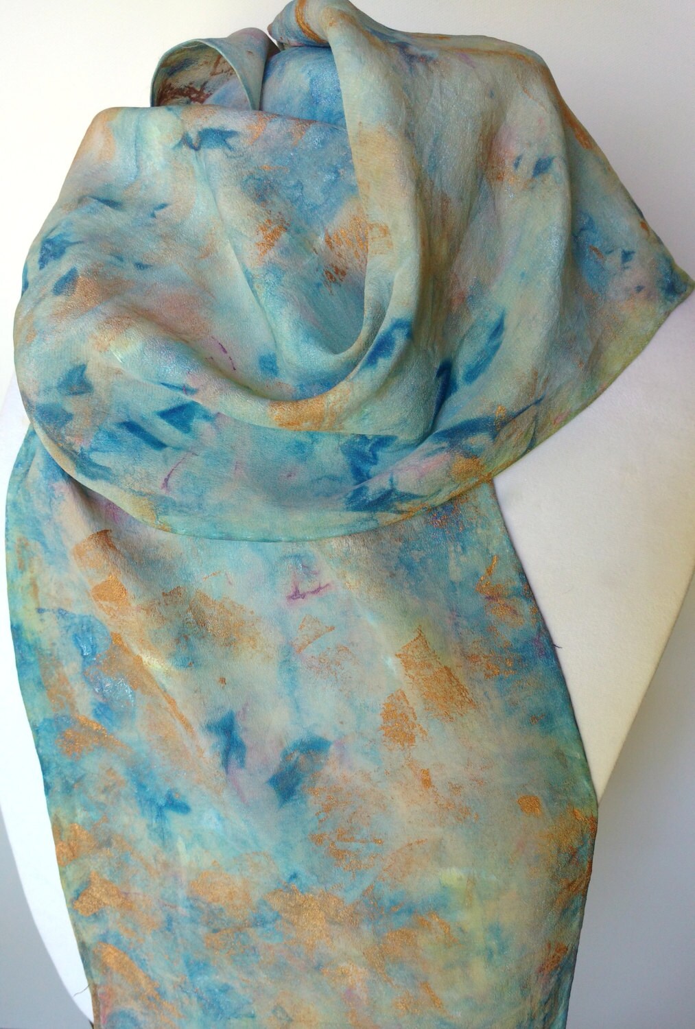 Misty Blue scarf - multi-colored, deep blue, light blue, metallic ...