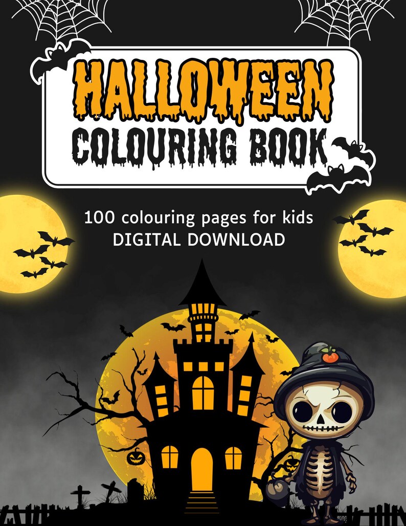 100 Colouring Pages for Kids for Halloween, Cute Halloween Colouring ...