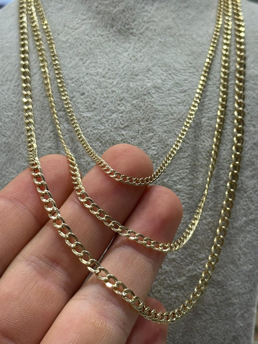 14K Real Solid Gold Miami Cuban Chain Necklace, Unisex Royal Chain, Real 14K Yellow Gold,man ...