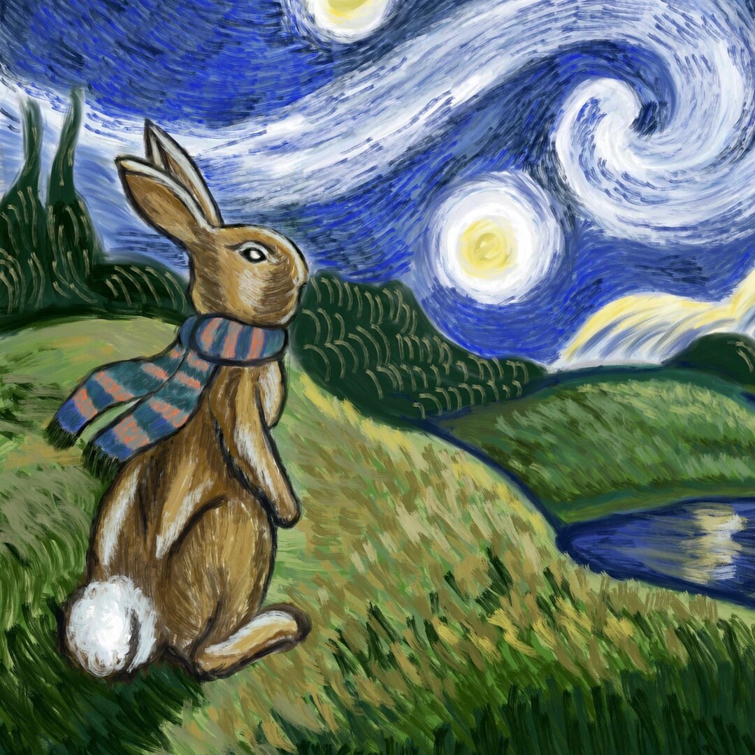 Van Gogh Inspired Bunny Printable – Easter Wall Art – Starry Night ...