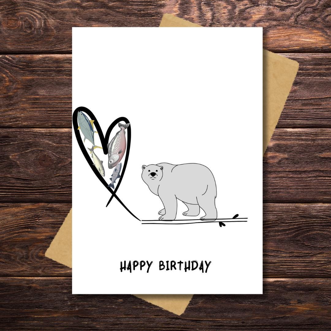 Printable Polar Bear Birthday Card | Bear Happy Birthday Digital Card ...
