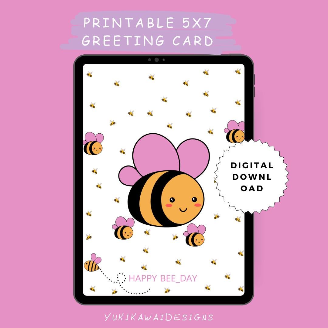 Happy Bee Day Birthday Card | Bee Digital Birthday Card | Cute Bee ...