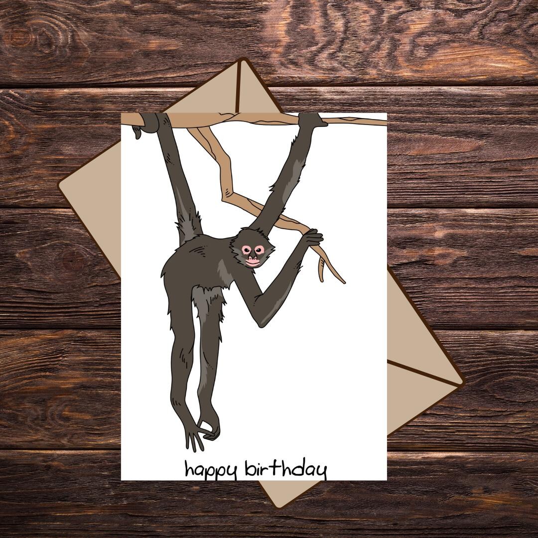 Monkey Happy Birthday Card | Funny Monkey Birthday Card | Monkey ...