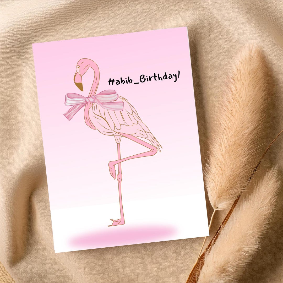 Flamingo Birthday Card - Printable Pink Tropical Greeting Card for Her ...