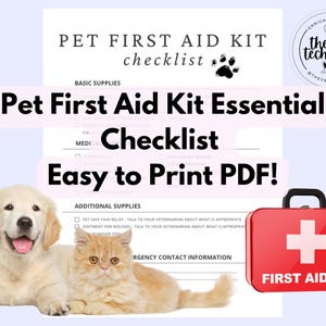 Essential Pet First Aid Kit Checklist PDF, Animal Care, Groomer ...