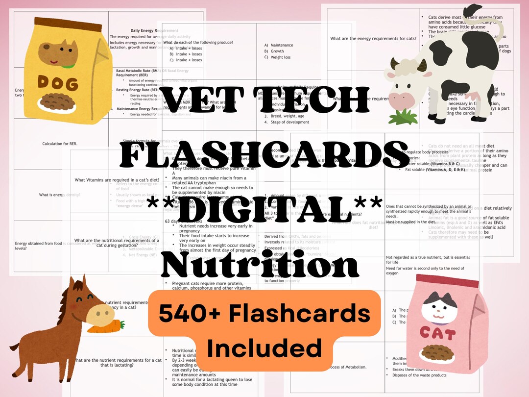 Vet Tech Nutrition Flashcards, VTNE Prep, Veterinary Medicine, Vet Tech ...