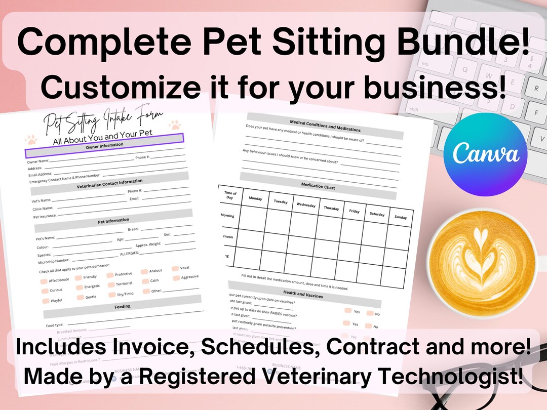 All-in-one Pet Sitting Forms: Contracts, Invoices & More Cat Dog ...