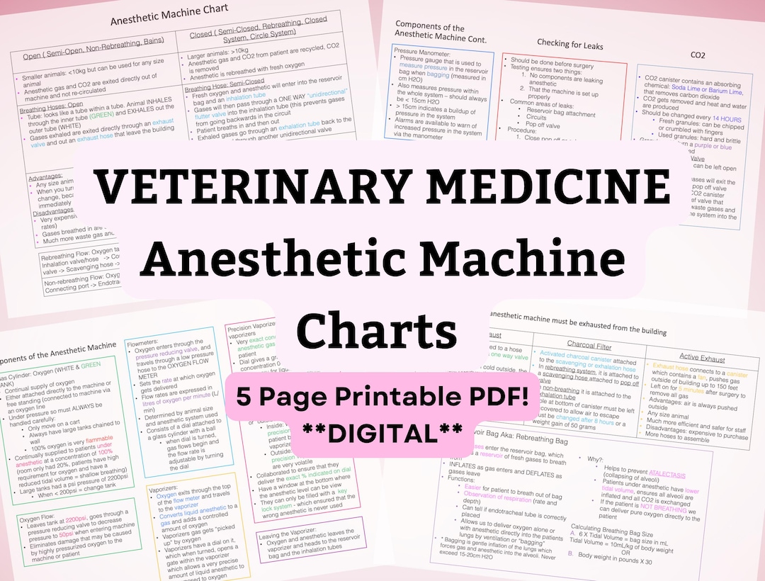 Veterinary Medicine Anesthetic Machine Chart, Guide and Explanations ...