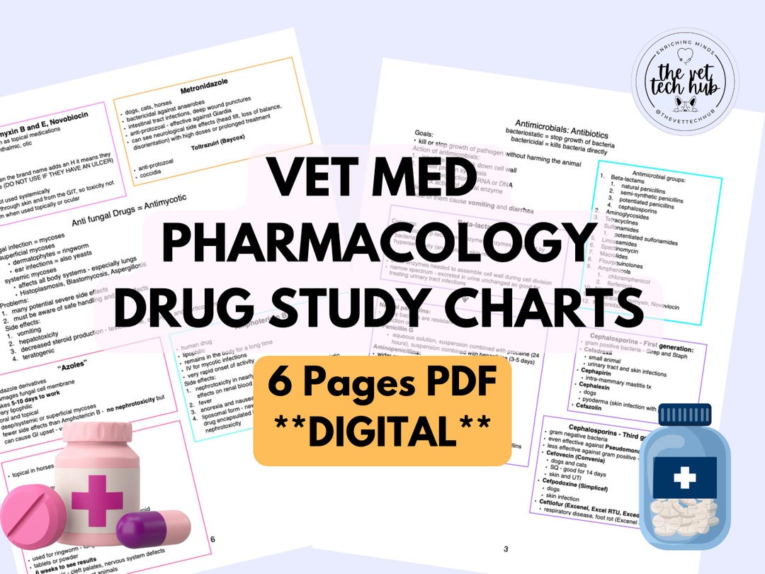 Veterinary Medicine Pharmacology Drug Chart, Vet Tech & Med Students ...