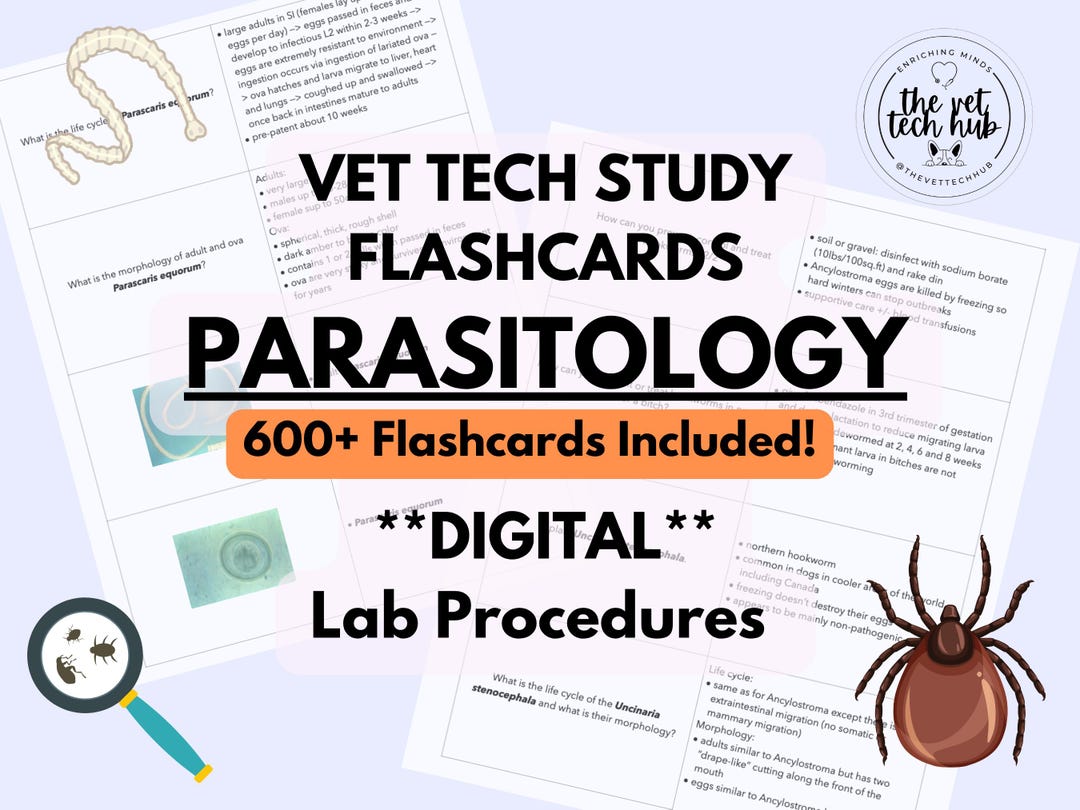 Vet Tech Complete Parasitology Flashcards With Images, VTNE, Veterinary ...