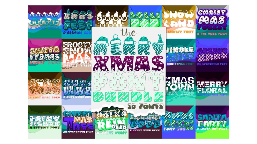 The Merry Xmas Font Bundle Retro Font Groovy Fonts Cricut Font Canva ...