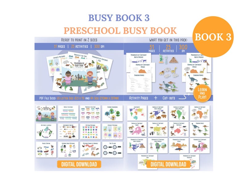 Toddler Busybook Printable, First Busy Book 2 Year Old, 3 Year Old Busy ...
