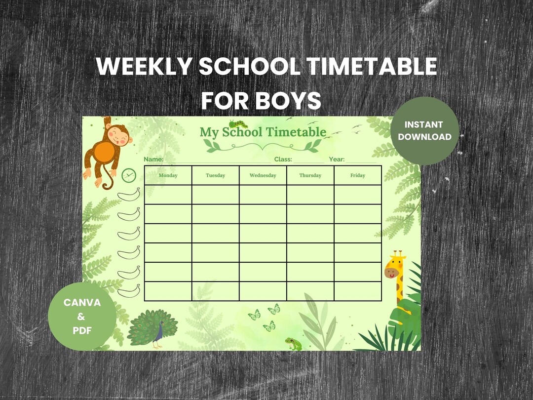 Back to School Printable Timetable, School Timetable for Kids ...