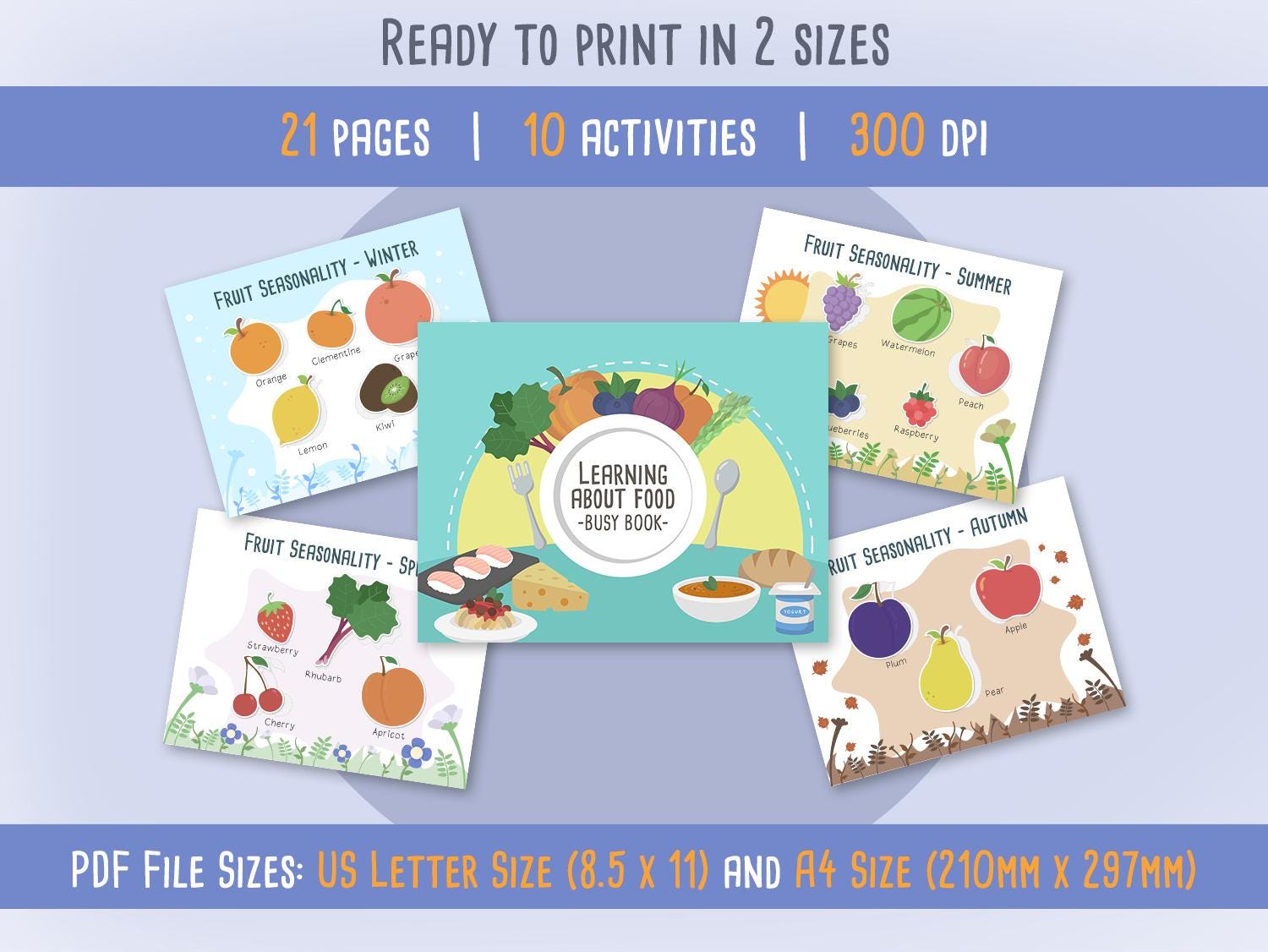 Toddler Education Preschool Busy Book Printable, Learn Fruits, Learn ...