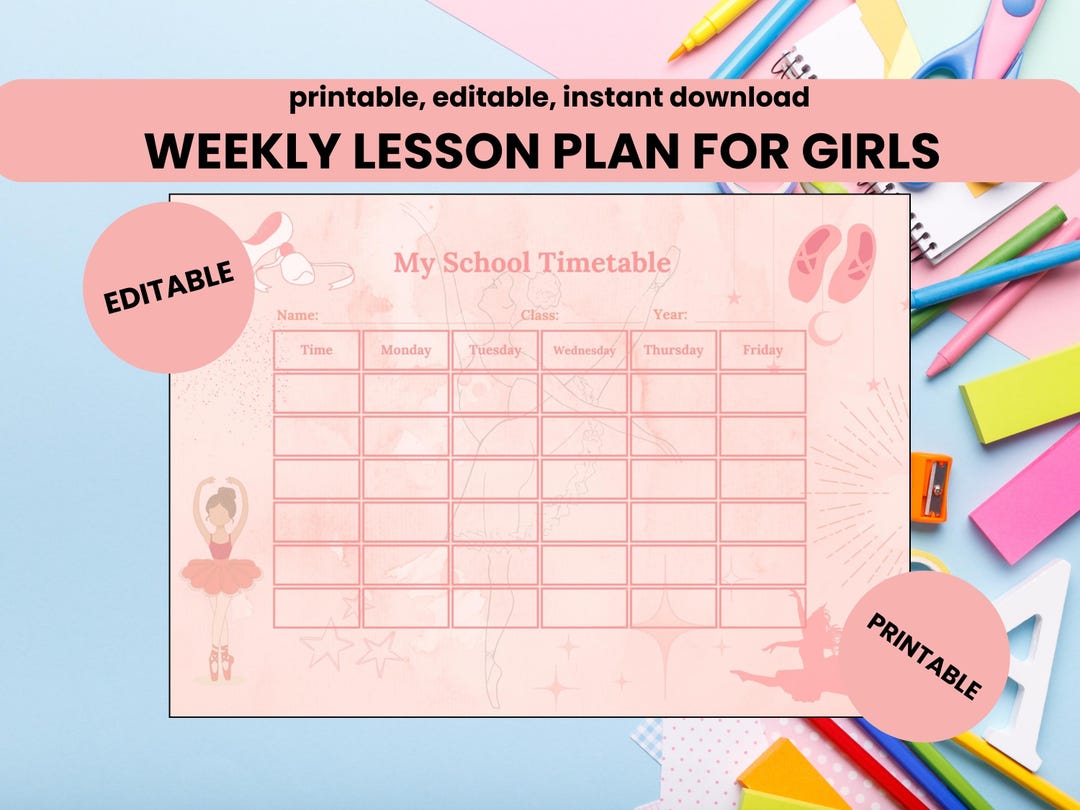 Girls School Time Table, Ballerina School Time Table, Kids Schedule ...