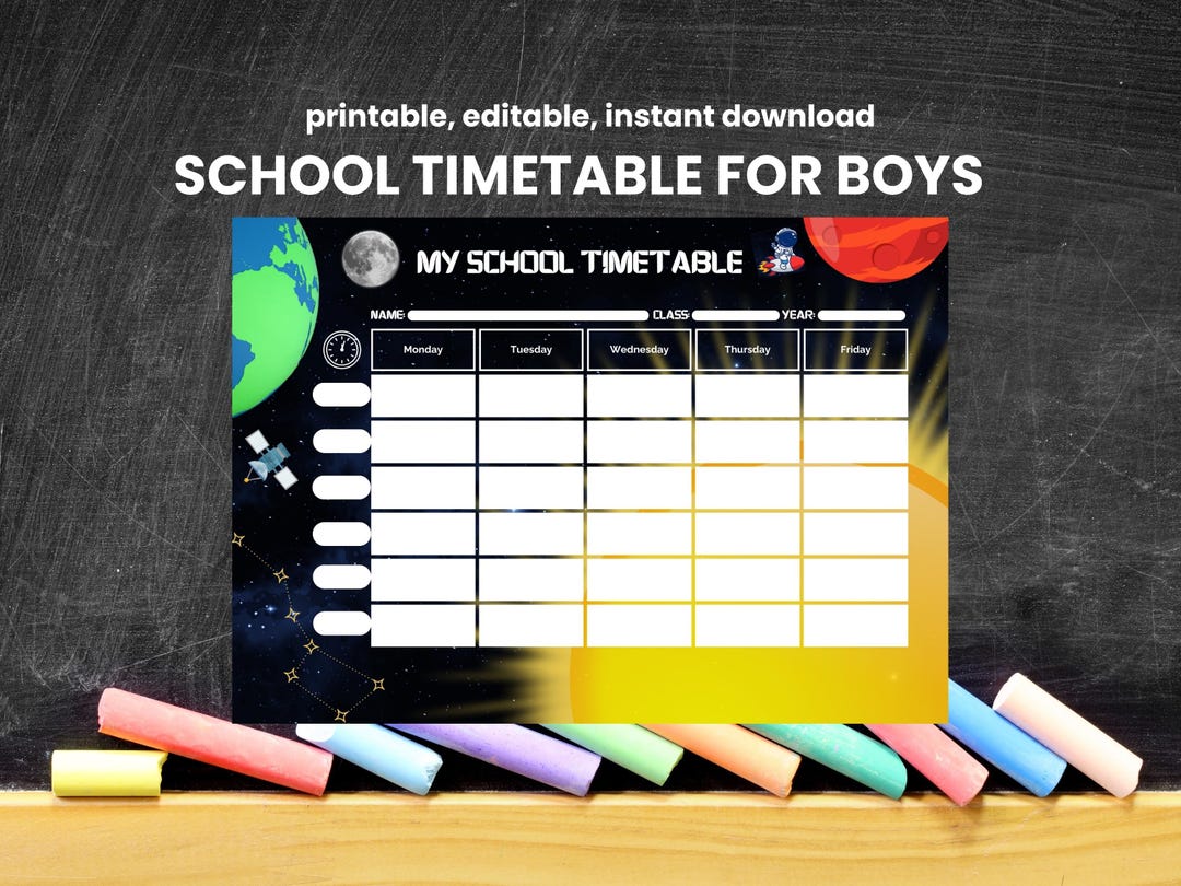Daily School Planner, School Timetable, Weekly School Timetable, School ...