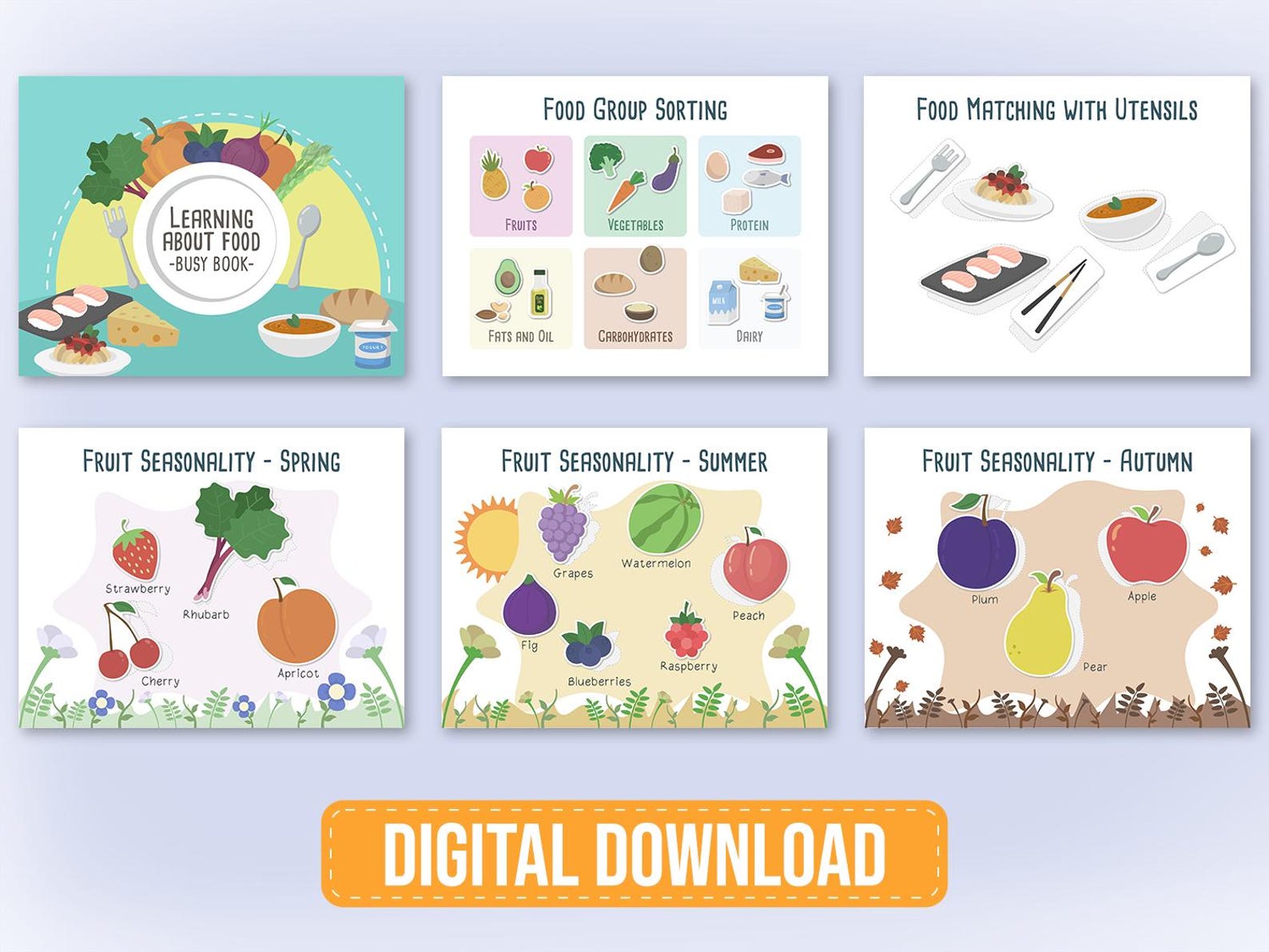 Toddler Education Preschool Busy Book Printable, Learn Fruits, Learn ...