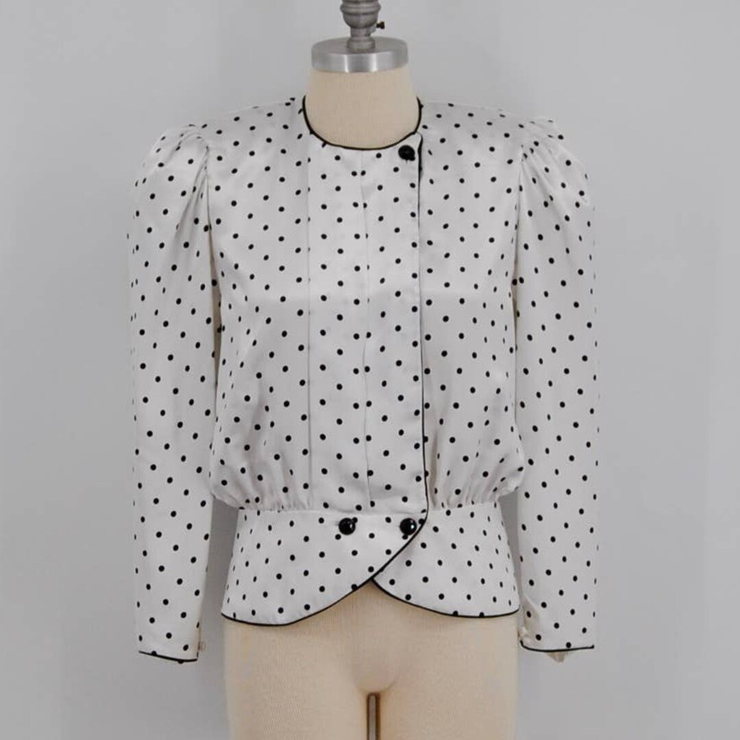 Vintage Josephine Chaus Polka Dot Blouse - Etsy