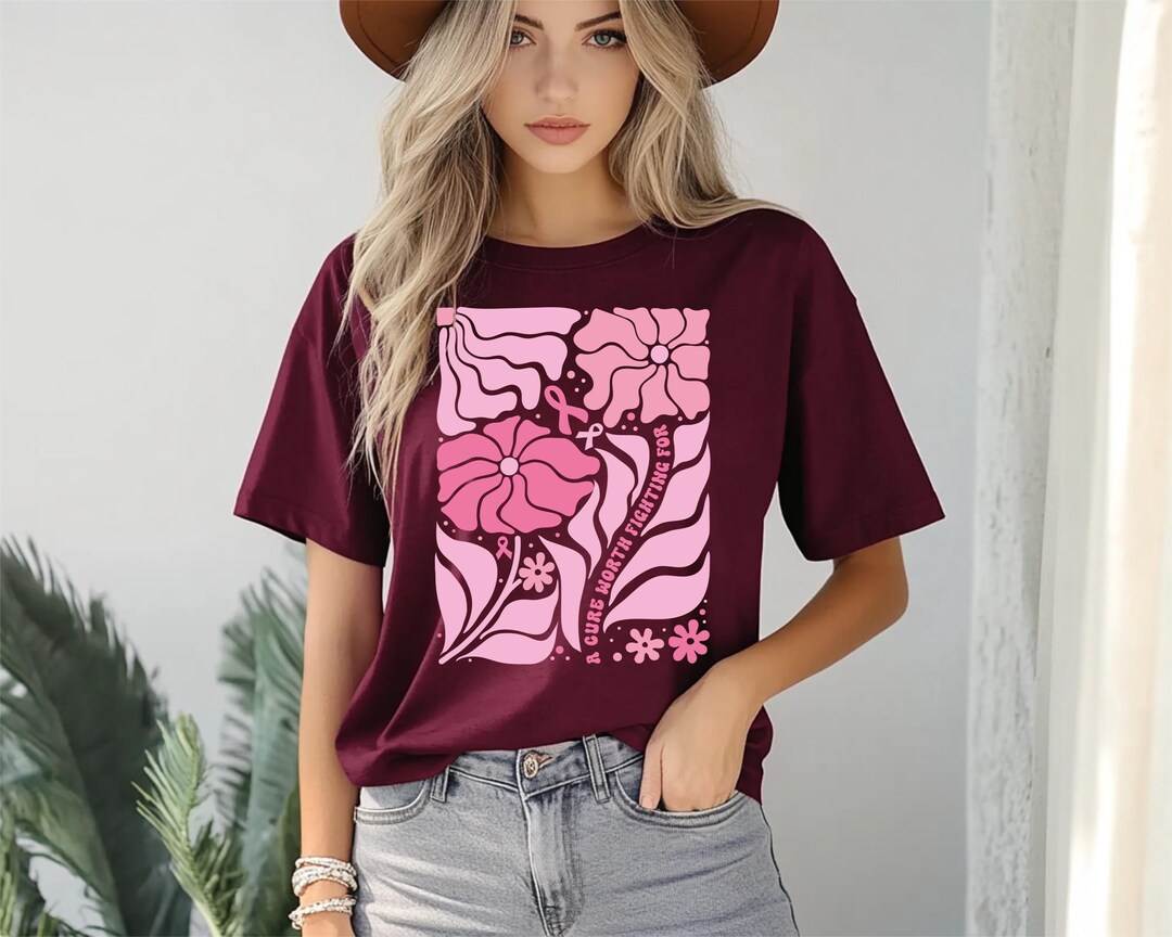 Boho Floral Breast Cancer Awareness Shirt, A Cure Worth Fighting For ...