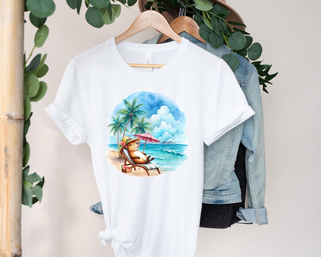 Capybara Summer Shirt, Cute Lounging Capybara Shirt, Animal Lover Gift ...