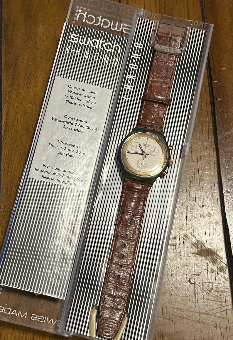 Rare Brand New NOS 1991 SWATCH Chrono Goldfinger SCM100 - Etsy