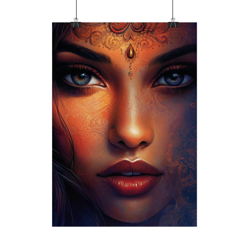 Indian Girl Spiritual Face Wall Art Decoration Poster Boho Chic Home ...