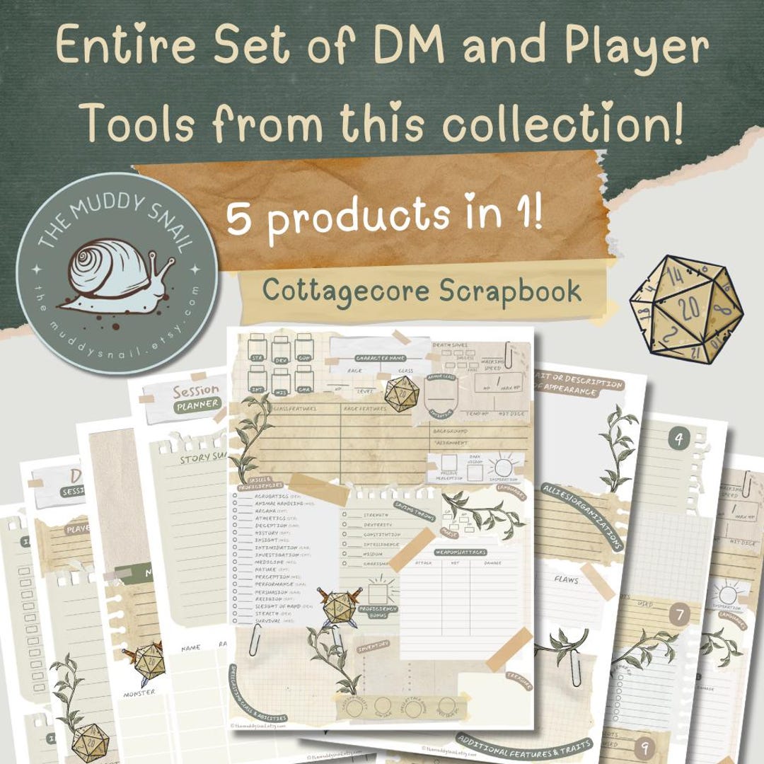Entire Cottagecore Scrapbook Set of Dnd Printables - TTRPG - Dungeons ...