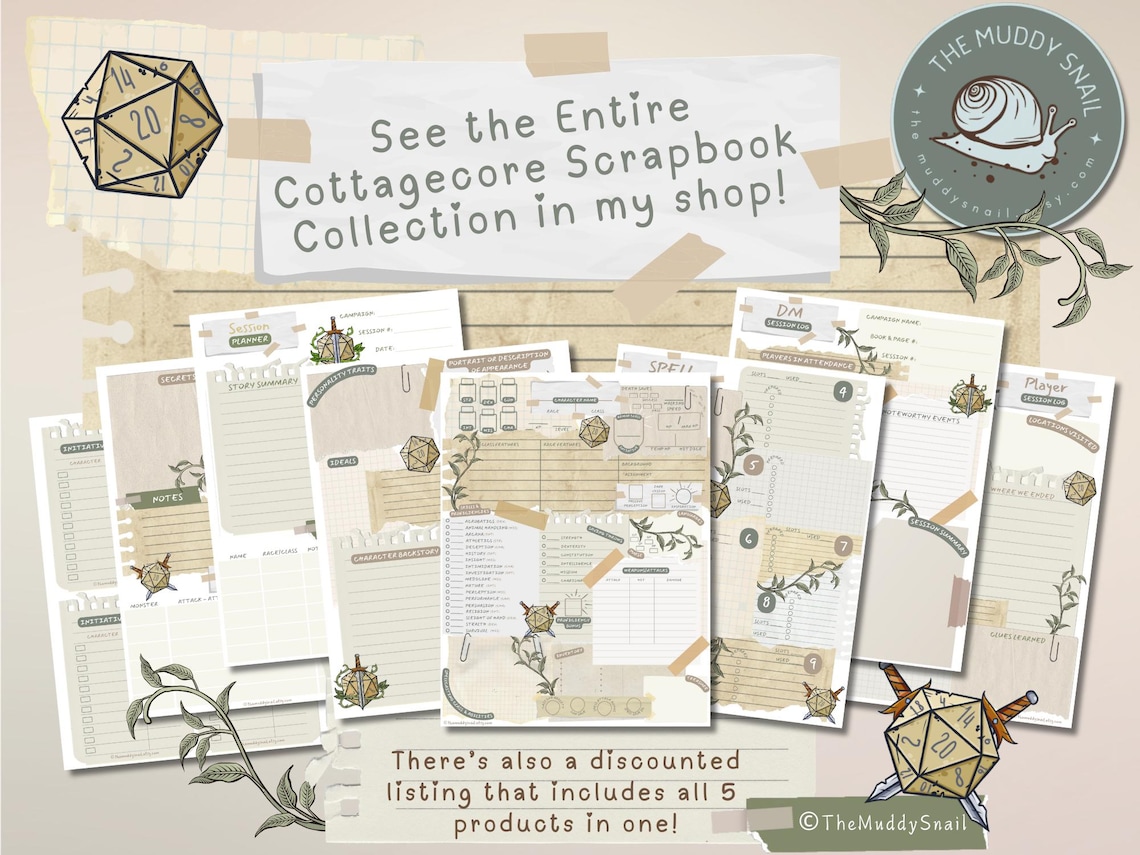 Dnd Player Session Log Template - Cottagecore Scrapbook Aesthetic ...