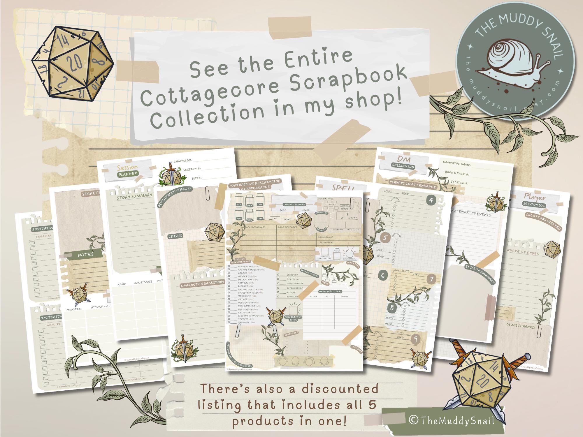 Dnd Player Session Log Template - Cottagecore Scrapbook Aesthetic ...