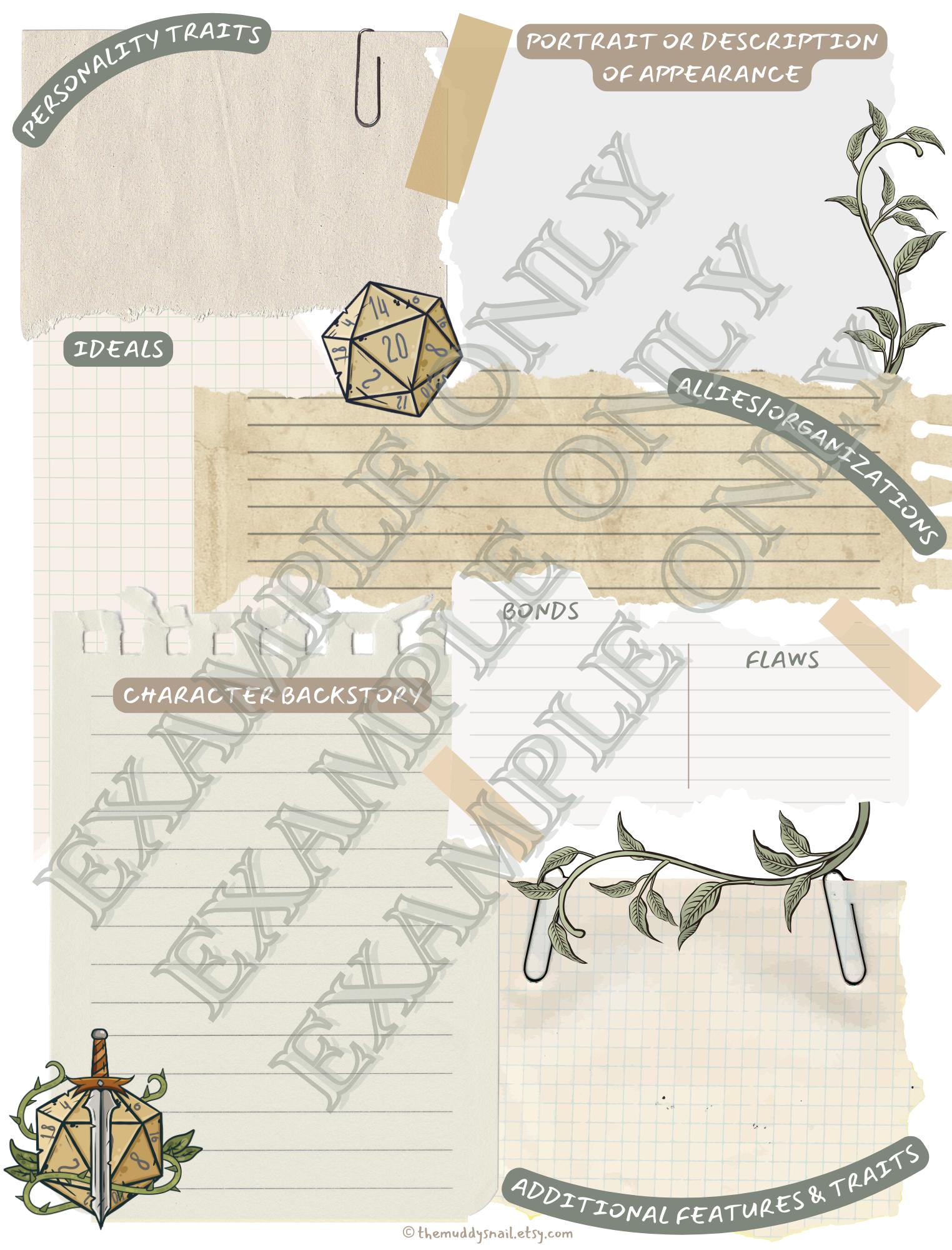 Dnd Character Sheet - Cottagecore Scrapbook Aesthetic - Printable - Dnd ...