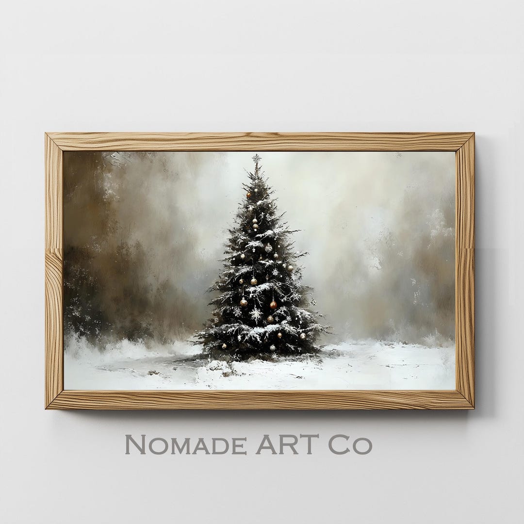 Vintage Christmas Tree Frame TV Art | Classic Colorful Digital Download ...