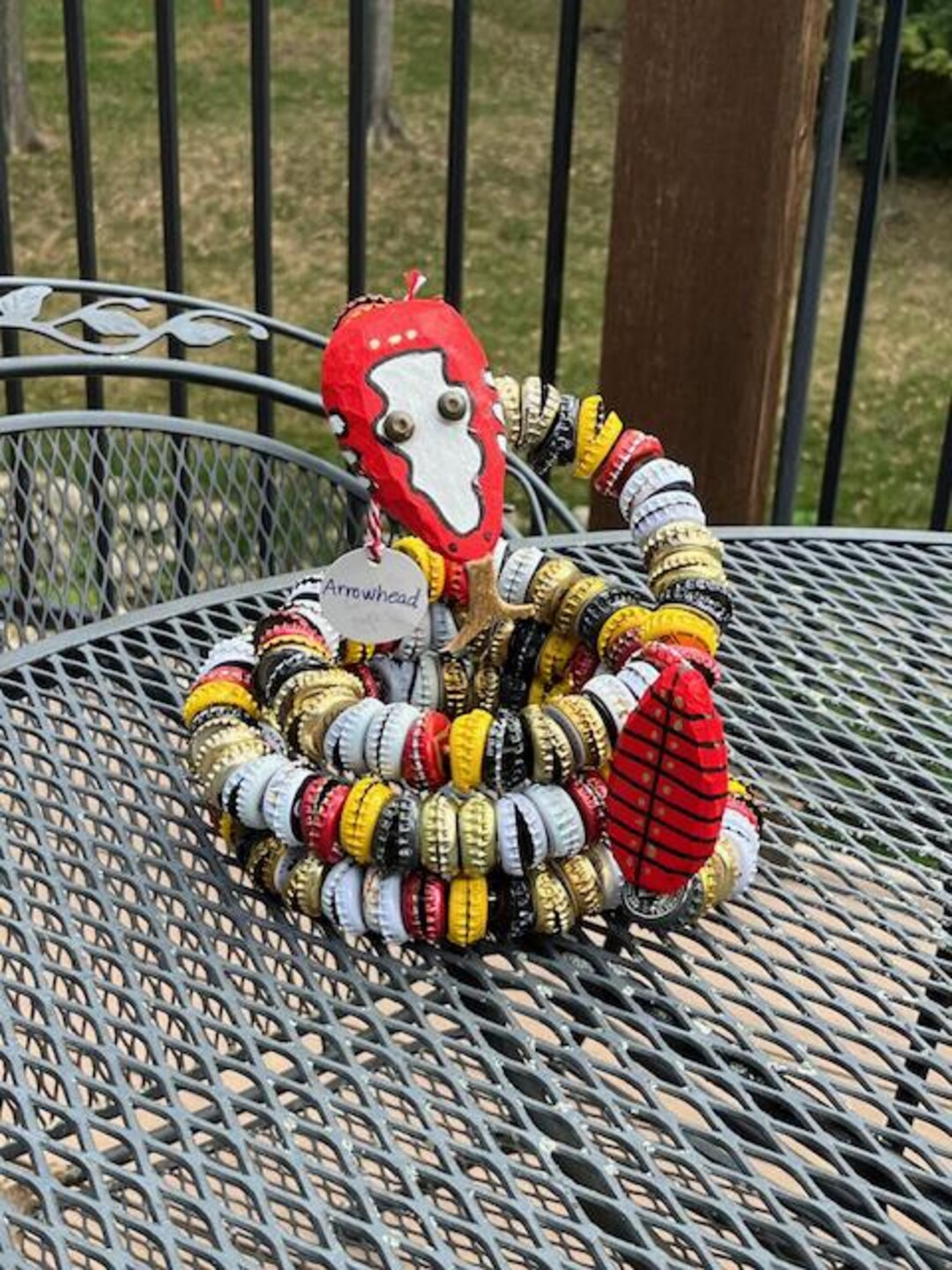 Folk Art Bottle Cap Snake | Arrowhead Three - Etsy