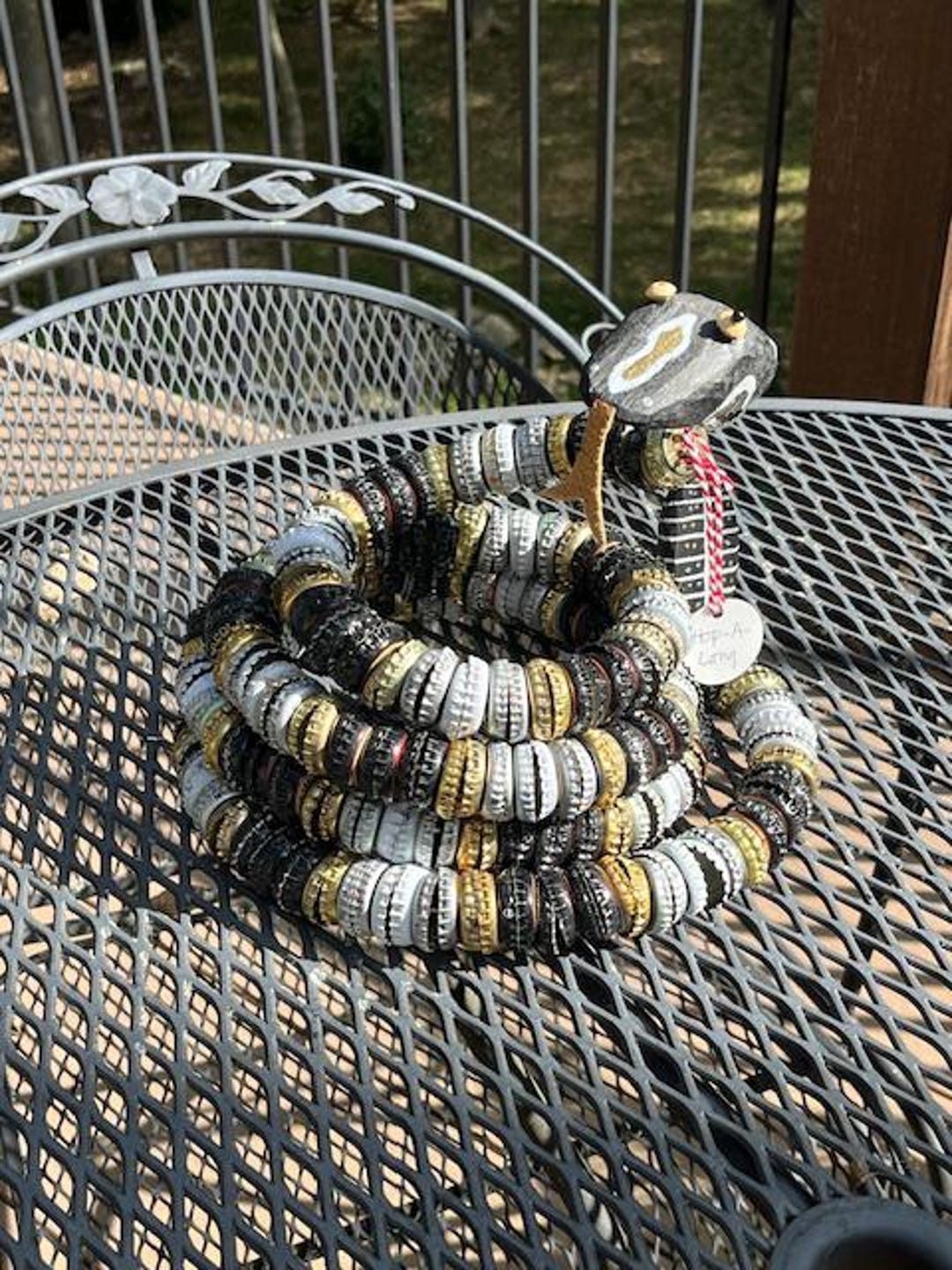 Folk Art Bottle Cap Snake | Hop-a-long One - Etsy