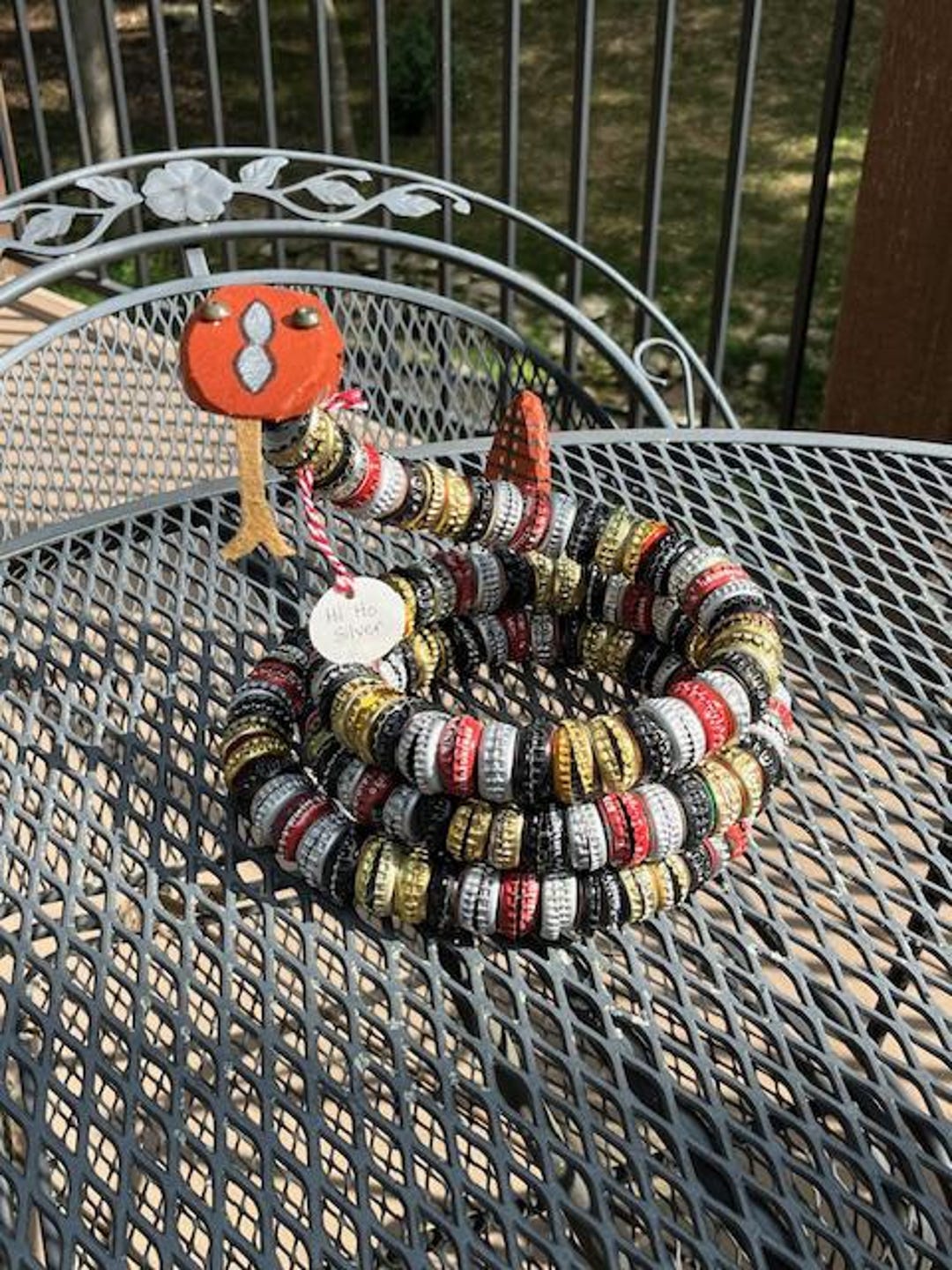 Folk Art Bottle Cap Snake | Hi-ho Silver One - Etsy