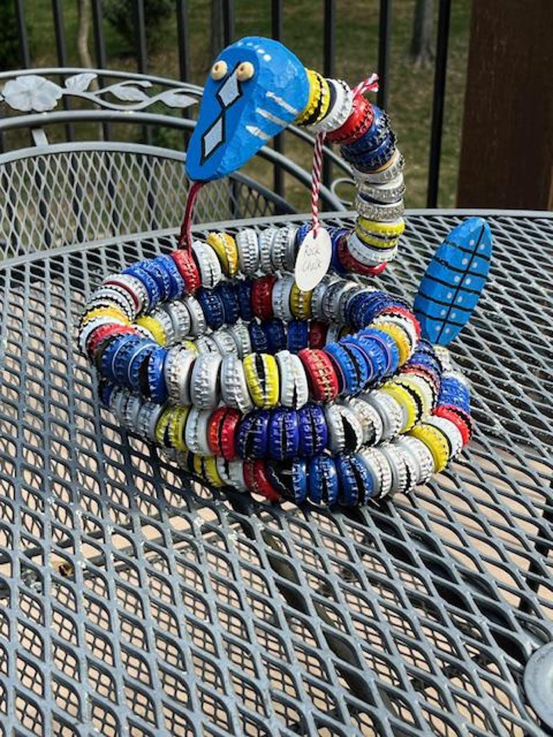 Folk Art Bottle Cap Snake | Rock Chalk One - Etsy
