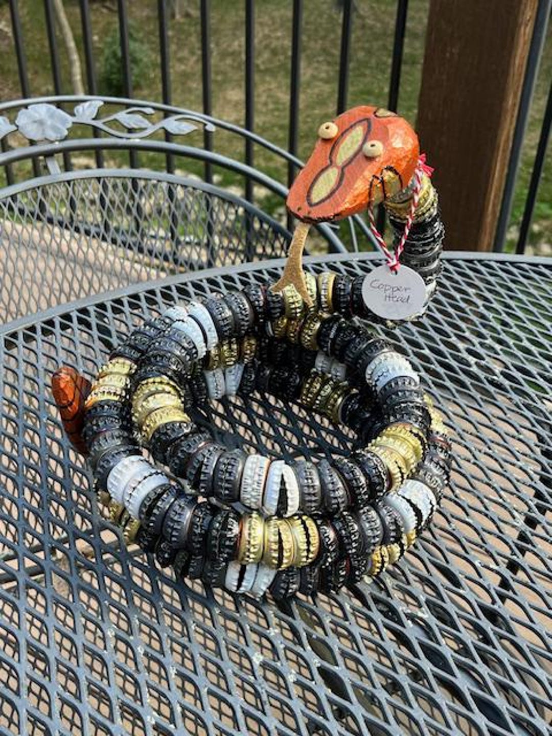 Folk Art Bottle Cap Snake | Copper Head One - Etsy