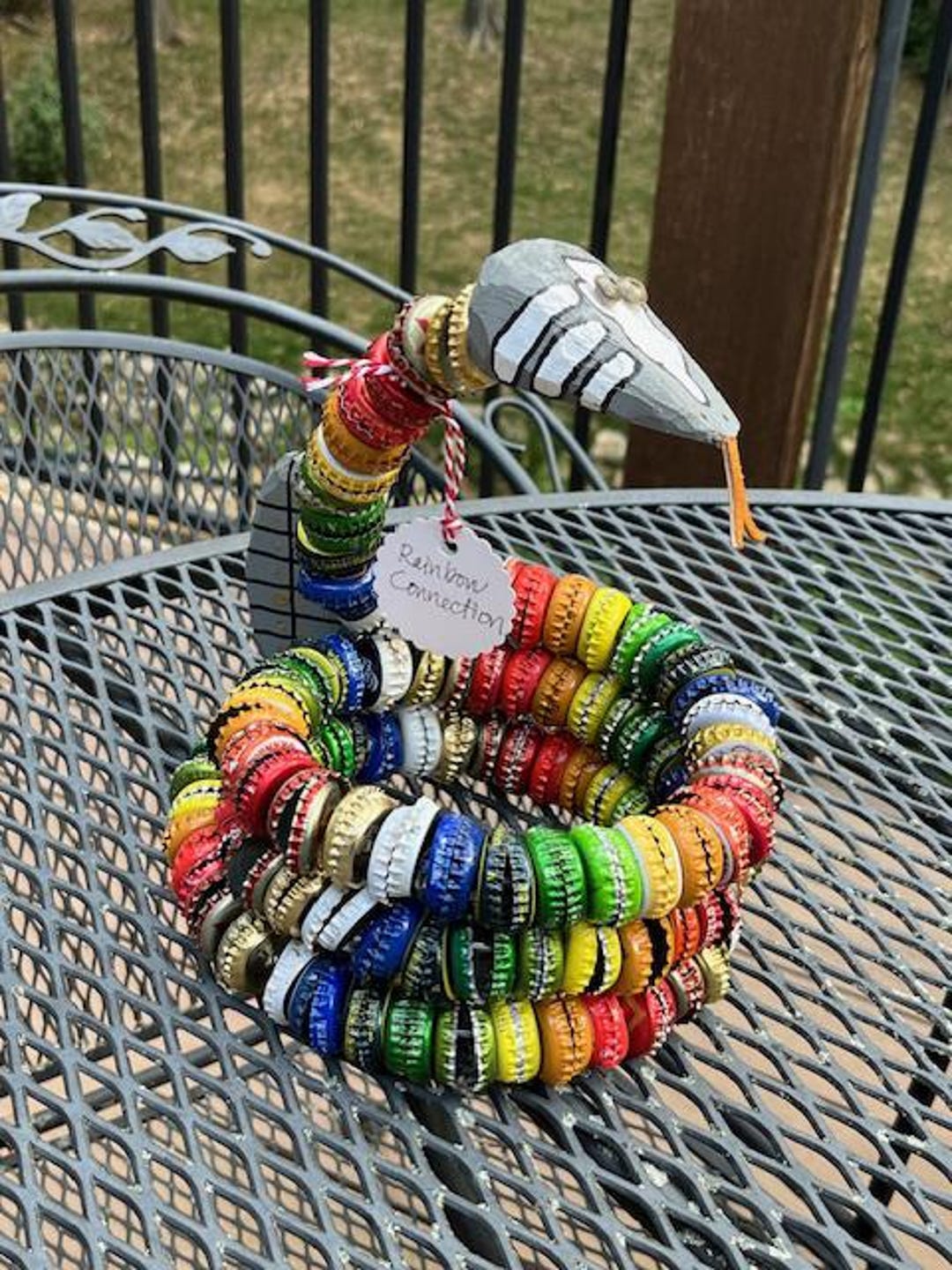 Folk Art Bottle Cap Snake | Rainbow Connection Three - Etsy