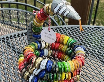 Folk Art Bottle Cap Snake | Rock Chalk One - Etsy