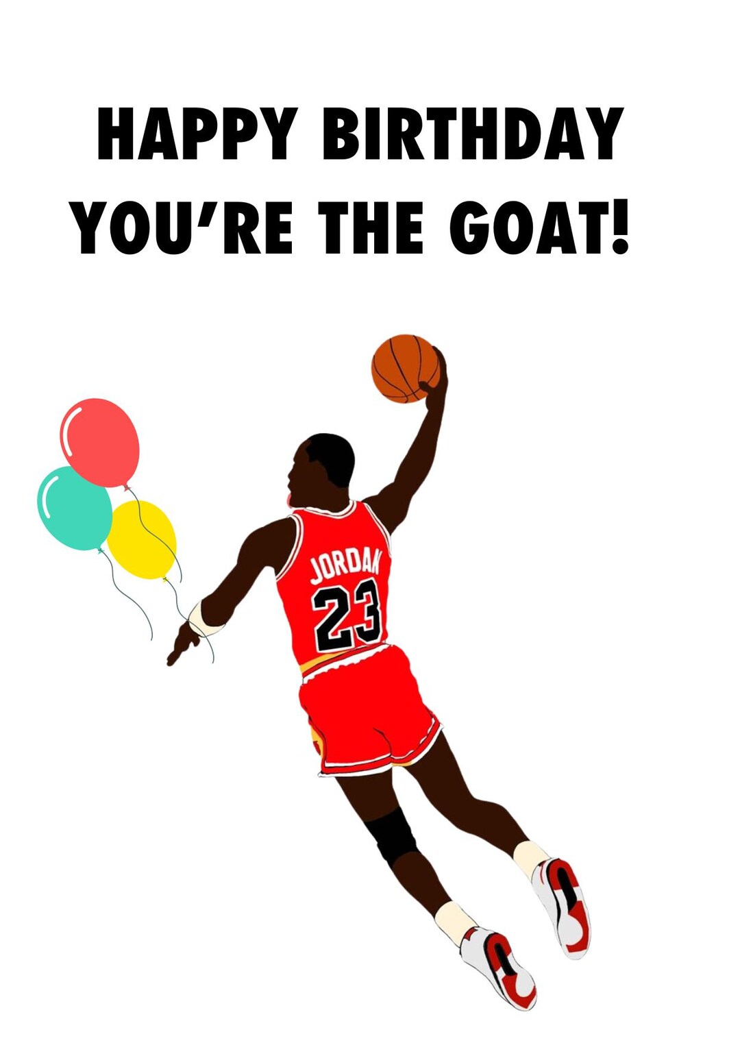 Printable Digital Card Jordan Year Birthday Card 23 Greeting Card ...