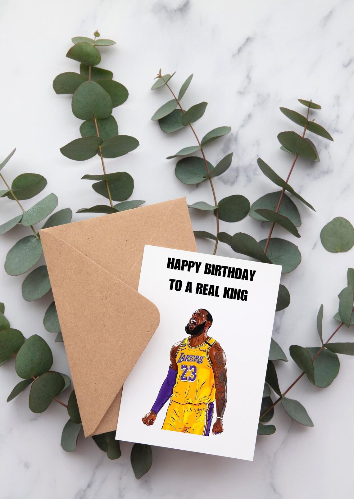 Lebron James Birthday Card, Happy Birthday to a Real King Printable ...