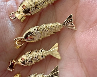 Movable 3D Fish Charm Necklace: Pave Pisces Pendant, Sea Lover Gift - Etsy